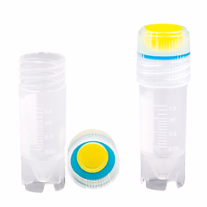 Kashi Scientific Screw Cap 1mL Cryovials with External Thread Cap - Self Standing Cryogenic Vial, Washer Silicone O-Ring, Cryogenic Tubes with Leak Resistance, Pack of 100 Cryo Tubes