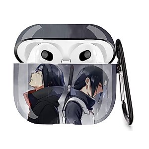 Anime Character Nauto for Air pods Case, Airpod Skin Protective Hard Case Cover Portable & Shockproof Women Girls with Keychain for Apple Airpods 3 3rd Generation Charging Case 2021 (Uchiha Itachi)