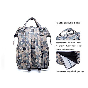 Starte Camo Diaper Bag Backpack, Large Multifunction Waterproof Travel Backpacks for Mom/Dad with Insulated Pockets&Stroller Straps,Durable Maternity Baby Nappy Bags