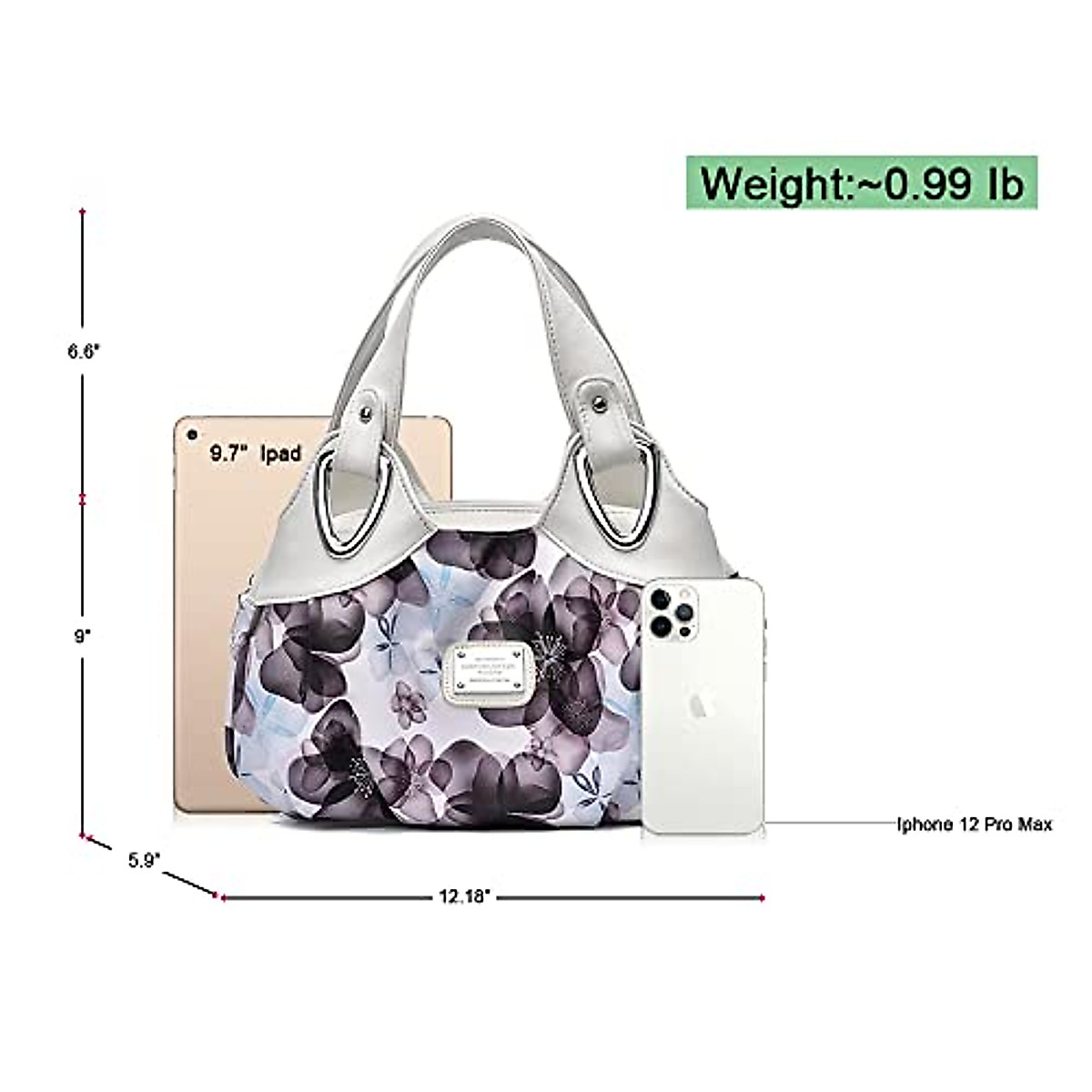 SMOOZA Luxury Handbags Flower Design Top-handle Ladies Handbag Women Shoulder Bags PU Leather Messenger Purse Bag Female Tote (White Pink)