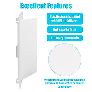 CABAX 8x12 inch Plastic Access Panel for Drywall Ceiling Reinforced Plumbing Wall Access Doors Removable Hinged, White