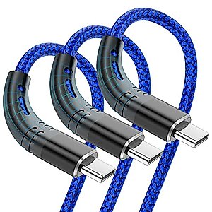 3Pack 10 Foot USB C to USB A Cable,Type C 3A Fast Charger Extra Long 10ft Charging Cord for Samsung Galaxy A10e A20 A51 A71, S22 S21 S20 S10 S9 S10E, Note 20 10 9 8, Moto G7 G8,LG K51& More (Blue)