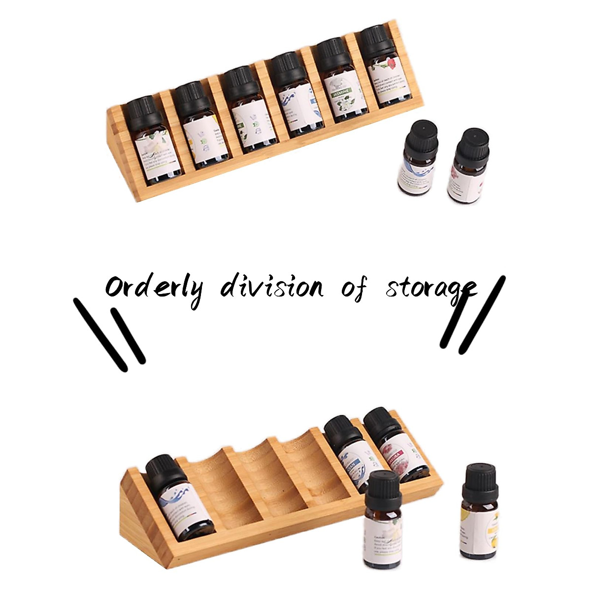HAN SHENG 2 Pcs 6 Grids Wooden Essential Oils Storage Racks Essential Oil Organizer Essential Oils Bottles Display Stand Holder Drawer Organizer for Tabletop Essential Oils Perfume Rack