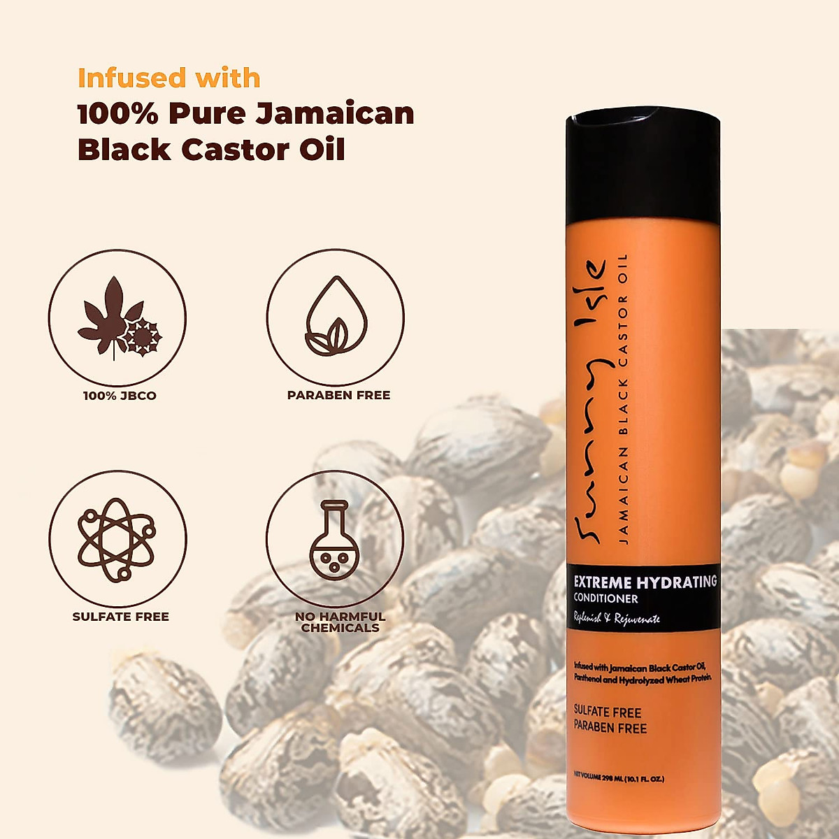 Sunny Isle Jamaican Black Castor Oil Extreme Hydrating Conditioner, Orange, 10 Fluid Ounce, Packaging May Vary
