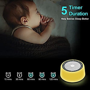 White Noise Machine, Sleep Sound Machine with 30 Soothing Sounds, 7 Color Baby Night Lights, Full Touch Control, Timer and Memory Features, Plug in, Sound Machine for Baby, Adults