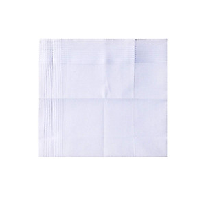 MemoryHanky 100% Cotton Mens Handkerchiefs White Woven Fashion Stripes