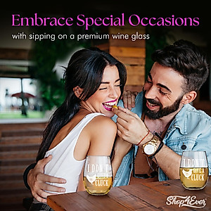 shop4ever I Don't Give A Cluck Funny Chicken Laser Engraved Stemless Wine Glass 15 oz. Gifts for Animal Farm Lovers