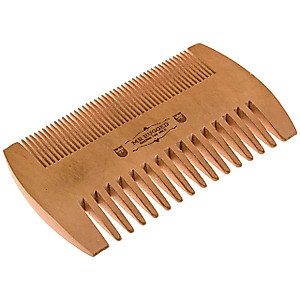 Mr Rugged Pocket Beard Comb - Wide and Fine Teeth Sides - Pear Wood Comb - Wooden Handmade Brushes Beard Oils & Balms to Promote Softer & Thicker Growth - Better for Beards Than Metal or Plastic