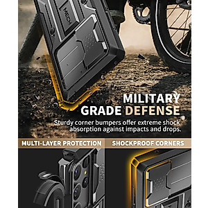 Tongate for Samsung Galaxy S23 Ultra Case, [Bulit-in Slide Camera Cover & Screen Protector] [2 Front Frame] Military Grade Shockproof S23 Ultra Phone Case with Kickstand & Belt-Clip 6.8", Black