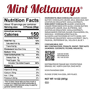 Fannie May, Milk Chocolate Candy, Mint Meltaways, 14 oz Gift Box