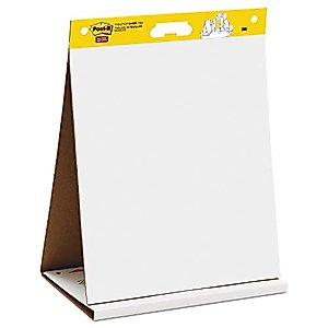 3M Post-it 563R Self Stick Tabletop Easel Unruled Pad, 20 x 23, White, 20 Sheets
