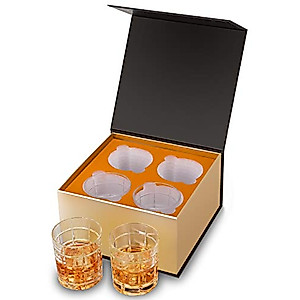 KANARS Old Fashioned Whiskey Glass, Crystal 10 Oz Rock Glasses Set of 4 In Luxury Gift Box for Cognac Cocktail Snifter Irish Whisky, Lowball Bourbon Glasses Tumbler, Gifts for Men Dad