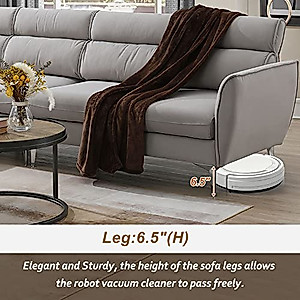 Lifeand 111" Convertible Sectional, Flannel L Shape Furniture Couch Left/Right Handed Chaise Sofas, Gray