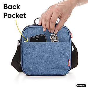 Insulated Lunch Bag with Containers, Thermal Lined Lunch Box for Men/Women Reusable Leak Proof Containers for Work School Travel and Beach Denim Blue Small Lunch Bag with Adjustable Strap