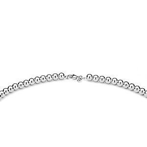 Miabella Italian 925 Sterling Silver Handmade 6mm Bead Ball Strand Chain Necklace for Women, Made in Italy (Length 18 Inches (Small))