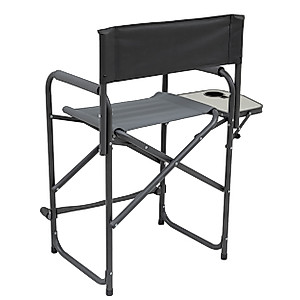 Browning Directors Chair - Outdoor Folding Chairs Made with Durable Fabric and Sturdy Aluminum/Steel Frame, with Extra Tall Seat and Flip-Down Footrest, Plus, Charcoal/Gray