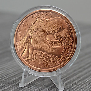 Roaring Tyrannosaurus Rex Prehistoric Dinosaur - 1 oz .999 Pure Copper Round Collecticble 39mm Challenge Coin in Capsule - COA by Heavenly Metals