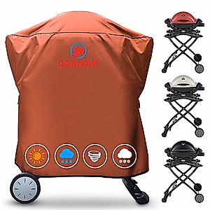 Comnova Grill Cover for Weber Q Serie Grill on Cart - 7113 BBQ Covers for Weber Q2000/Q200/Q1000/Q100 with Portable Stand, Heavy Duty & Waterproof BBQ Cover for Weber Q2200, 2400, 1200, 1400 and More