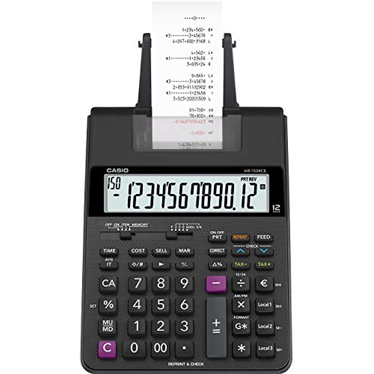Casio HR-150RCE-WA-EC Printing Desktop Calculator, Black