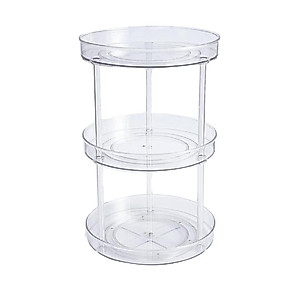3-Layer 360-Degree Transparent Rotating Spice Rack Storage Rack Lazy Kitchen Bathroom Cosmetic Finishing Turntable Cabinet