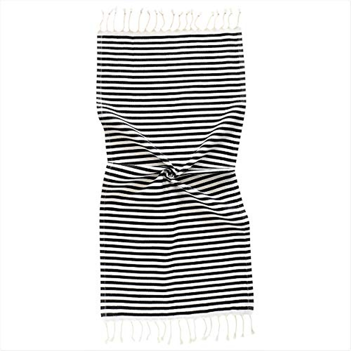 Lykia Turkish Hand Towel Set of 2 - Decorative Hand Towels for Bathroom and Kitchen - 100% Cotton 17x40 Inches - Great for Bath and Farmhouse Boho Style Housewarming Decor Gifts (Black and White)