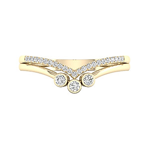 DZON 10K Yellow Gold 1/10CT TDW Diamond Crown Ring Love Gift for Women(I-J,I2)