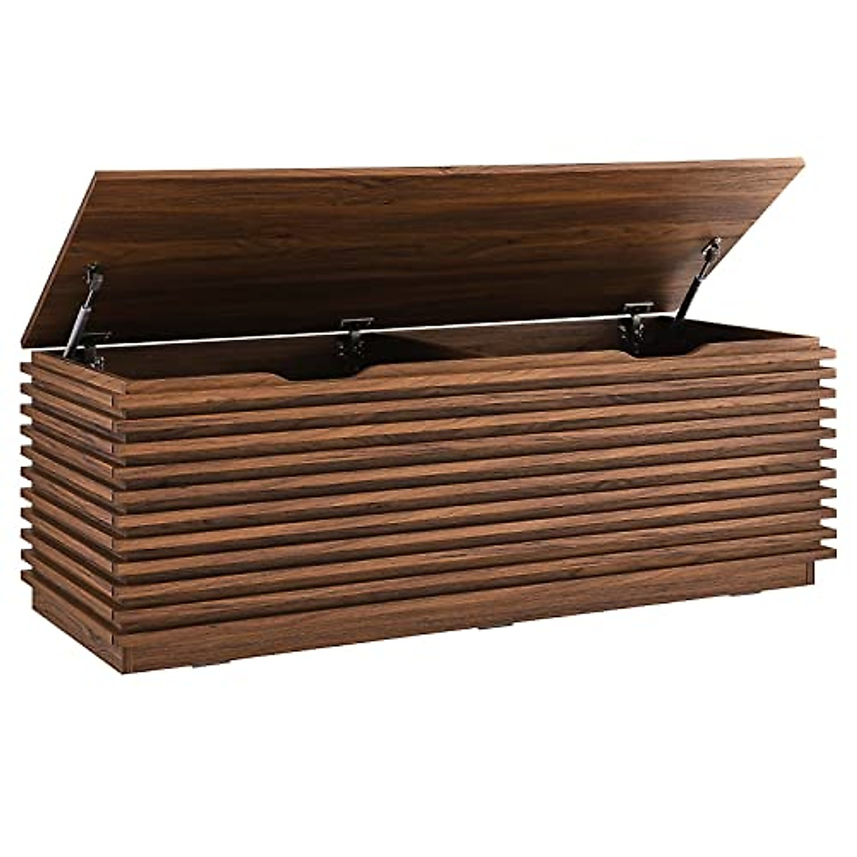 Modway Render 47" Wood Grain Storage Bench in Walnut