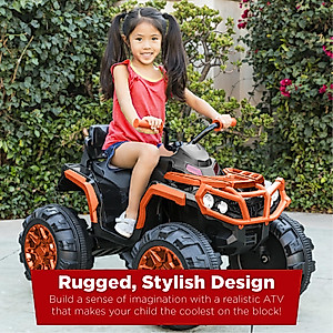 Best Choice Products 12V Kids Ride-On Electric ATV, 4-Wheeler Quad Car Toy w/Bluetooth Audio, 3.7mph Max Speed, Treaded Tires, LED Headlights, Radio - Orange