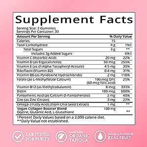 SugarBear Vitamins (Beauty Bears) Vegan Hair Gummy Vitamins with Biotin, Vitamin D, Folic Acid + Women's Multivitamins for Hair, Skin & Nails + Gift