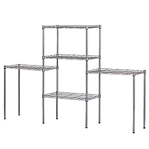 Tenozek 5-Shelf Shelving Storage Unit Metal Shelf Organizer Wire Rack Storage Unit Steel Storage Rack for Kitchen Bathroom Bedroom Office (Silver)