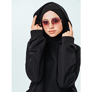 VeilWear Instant Hijab for Headphones and Glasses, Sport Head Scarf, Ready to wear Muslim Accessories for Women (Black)