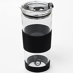 BOBABOO Reusable 24 oz Boba cup with straw set, straw cleaner, and gift box, borosilicate reusable bubble tea cup (Black)