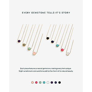 PAVOI 14K Yellow Gold Plated Amethyst Gemstone Pendant Necklace | Gemstone Dainty Chain Necklaces for Women