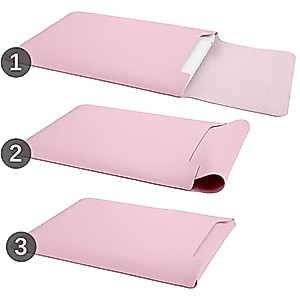 Cute Kissing Dinosaur Laptop Sleeve Case forMacBook Pro 15"/MacBook Pro 16",Soft Leather MacBook Bag Can be Used as Mouse Pad and Laptop Desk Pad,for Women Girl,Pink