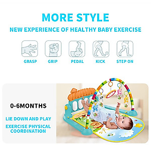 MORITA BOKUJO Baby Gyms Play Mats,Music Lights Deluxe Gym Tummy Time Padded Mat for Newborn Toddler Infants Activity Center for Infants.