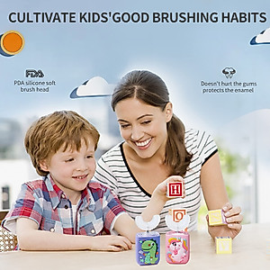 RZM Kids Automatic Sonic Toothbrush- 2 Ergonomic U-Shaped Toothbrush and 1 Regular Brush Head, Six Modes for 360° Sensitive Oral Tooth Cleaning(Pink Unicorn)