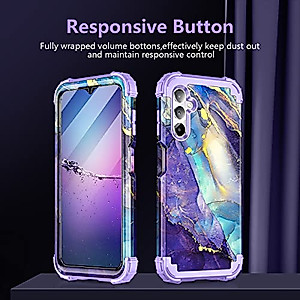 Rancase for Galaxy A14 5G Case,[2 Tempered Glass Screen Protector + 2 Camera Lens Protector ] Three Layer Heavy Duty Shockproof Hard Plastic+Soft Protective Case for Samsung Galaxy A14 5G,Purple