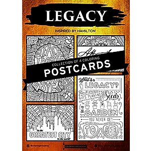 Coloring Broadway HAMILTON | “Legacy” Collection | COLORING POSTCARDS Hand-drawn illustrations - Printed on matte card stock (5" x 7") - Set of 4 Individual Postcards