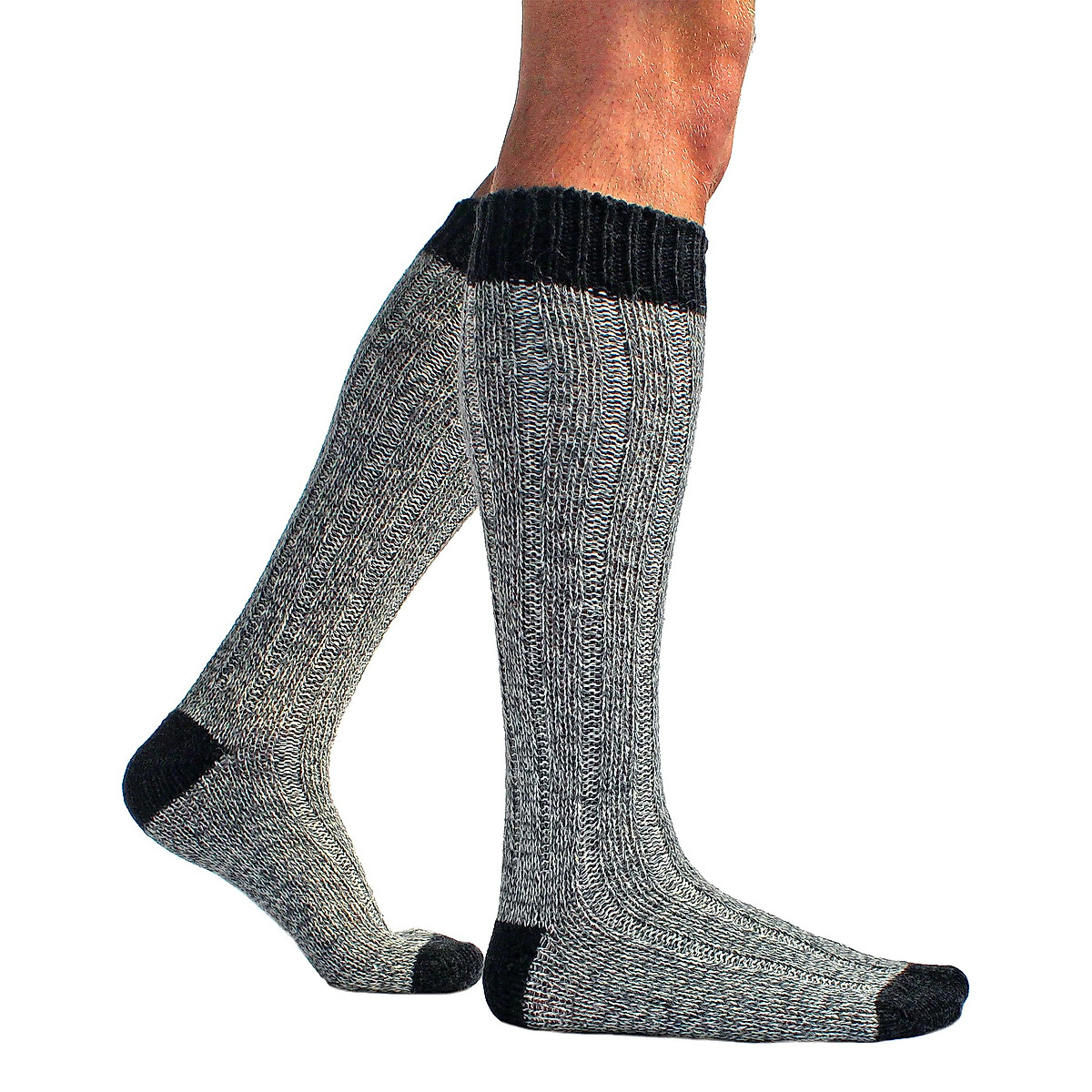 Workforce - 3 Pairs Mens Extra Long Knee High Thick Warm Wool Rich Knitted Boot Socks (WFH0035GRY)