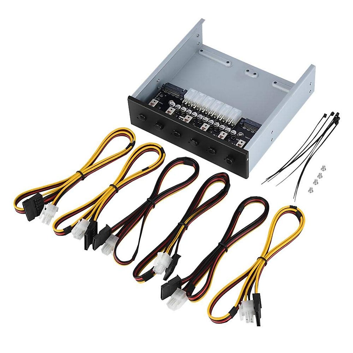 Hard Disk Power Switch, SATA Drive Switch Plastic + Metal Power Switch with 6 Self-Locking Switches SATA Switch, Hard Drive Selector for Desktop Computer for PC