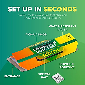 Roach Traps Indoor - 12 Pack Roach Bait Traps | Effective German Roach Killer for Home Infestation - Child and Pet Safe Roach Killer Indoor Infestation Easy-to-Use Glue Traps for Roaches – UCatch