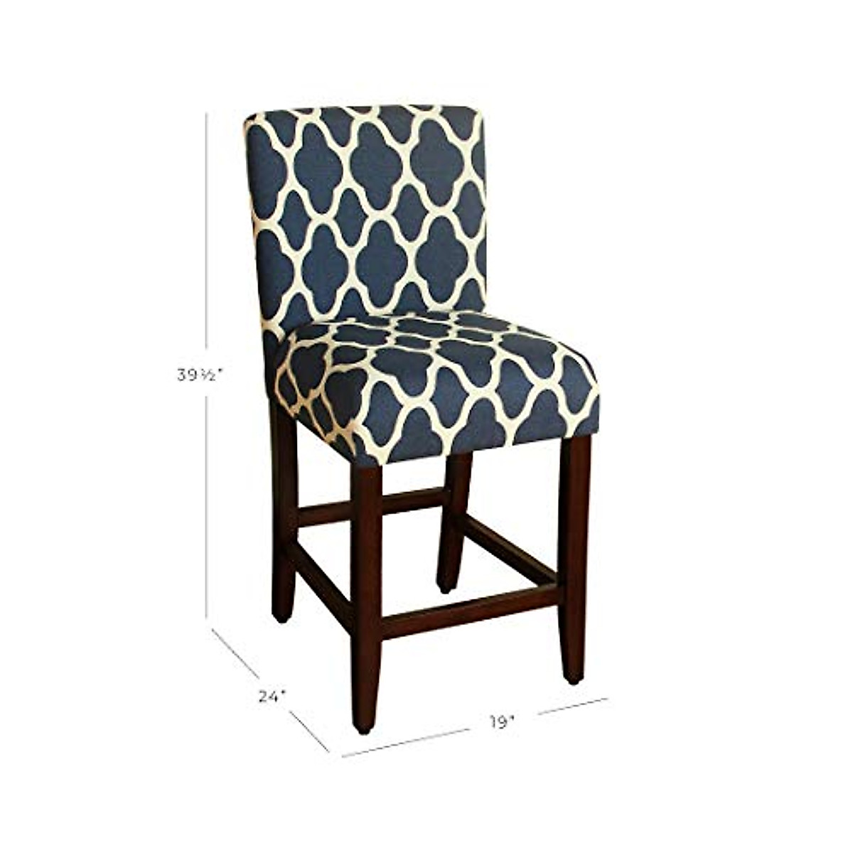 HomePop Upholstered Counter Height Barstool, 24-inch, Navy and Cream Geometric