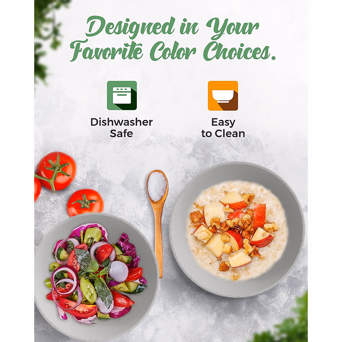 GREENDISH Wheat Straw Bowls Set, 4 Large Unbreakable Cereal Bowls, Microwave Safe Bowls for Kitchen - Dishwasher Safe Reusable Big Bowls for Eating Soup, Oatmeal - Microwavable Deep Bowls for Families