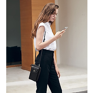 BROMEN Small Cell Phone Purse Crossbody Bags for Women Vegan Leather Wallet Purses with Credit Card Holder Black