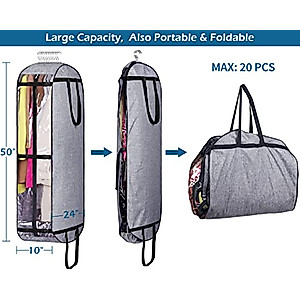 MISSLO Hanging Garment Bags for Travel Suit Bags for Closet Storage 50" Moving Bags for Clothes Dress Cover for Coat, Jacket, Shirt, Clothing