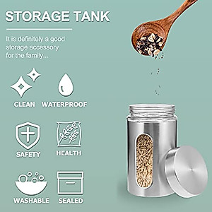 MAGICLULU Visible Kitchen Storage Tank 950ml Stainless Steel Storage Box Dry Food Storage Jar Tea Storage Tank Airtight Canister
