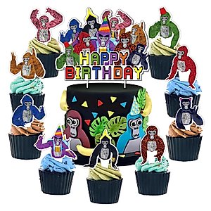 Gorilla game Party Decoration, Gorilla game Cake Toppers, VR Game Theme Party Cupcake Toppers Decoration, Gorilla Birthday Cake Decorations,Gorilla Party Supplies