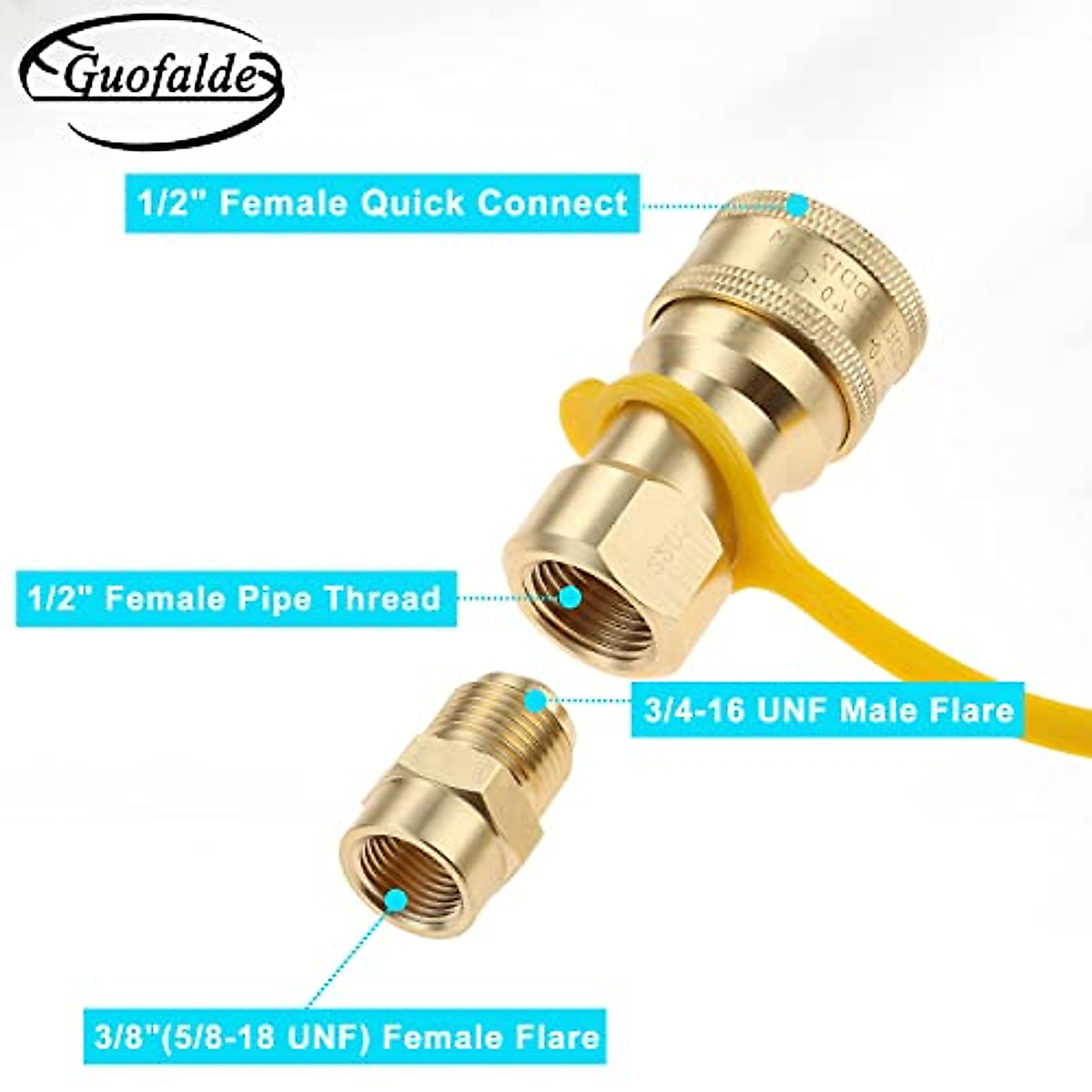 GUOFALDE 10FT Natural Gas Conversion Kit, 1/2" Natural Gas Hose with Quick Connect Fittings, Natural Gas Regulator Compatible with Kitchen-aid 710-0003