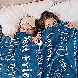 DOKEYWELL Best Friend Birthday Gifts for Women Unique Female Friendship Gifts for Bestie Fleece Throw Blanket 50"x60" (Seablue)