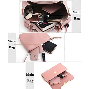 FiveloveTwo Women's Purse and Handbags 3 Pcs Bag Set PU Leather Tassel Totes Clutch Satchels Top Handle Shoulder Crossbody Bags Pack Beige